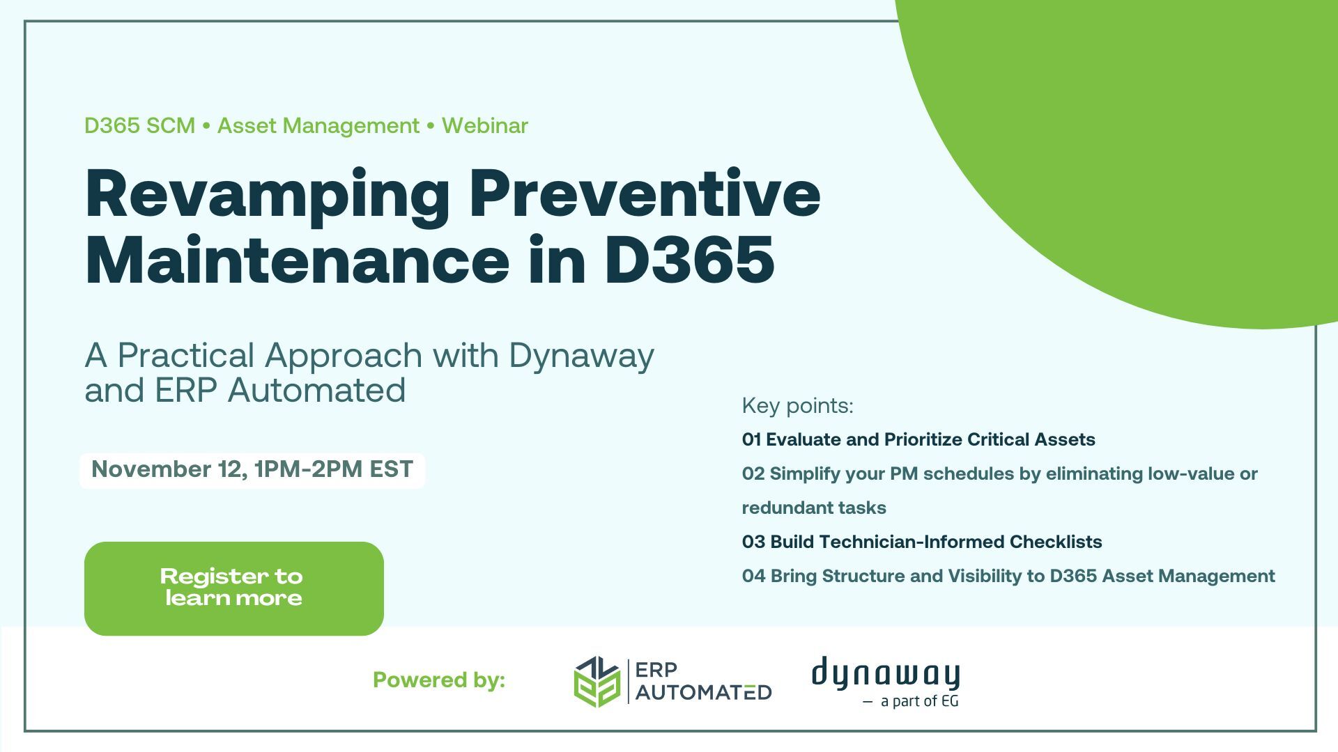 Revamp Preventive Maintenance in D365 | Dynaway & ERP Automated